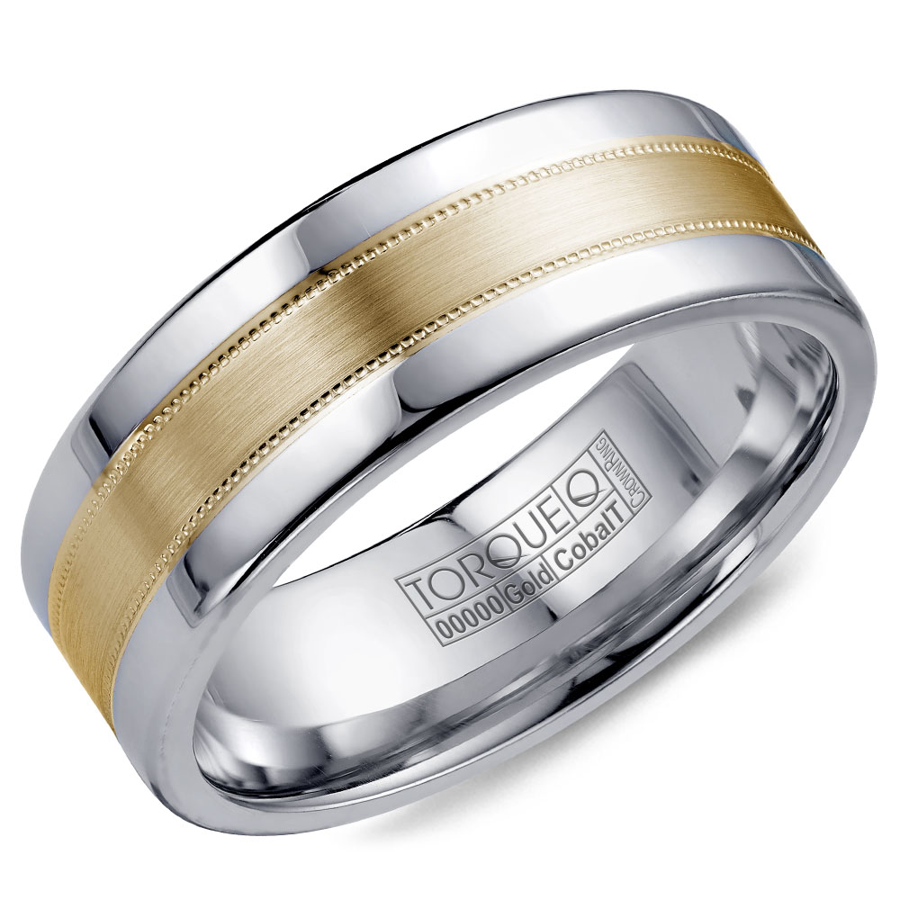 A Torque Ring In White Cobalt With A Brushed Yellow Gold Center And ...