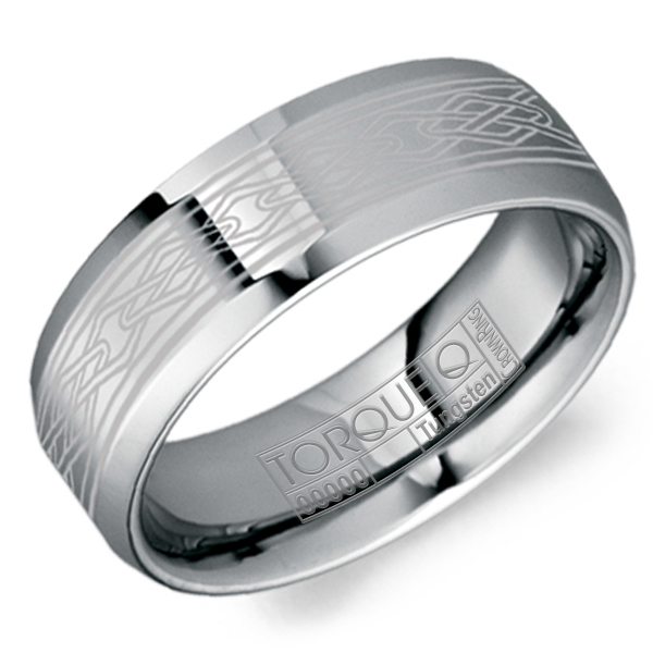 A Tungsten Torque Band With A Laser Engraved Design. - TU-0191-14